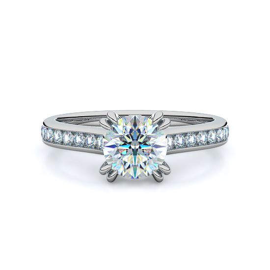 Split Prong with Accent Stones Channel Set Diamond Engagement Ring (14K ...