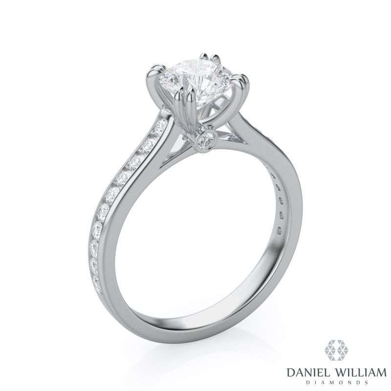 Split Prong with Accent Stones Channel Set Diamond Engagement Ring (14K ...